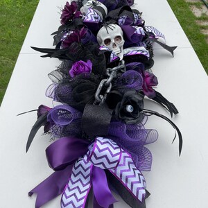 Skull Mailbox Swag, Gothic Mailbox Garland, Purple and Black Skull ...