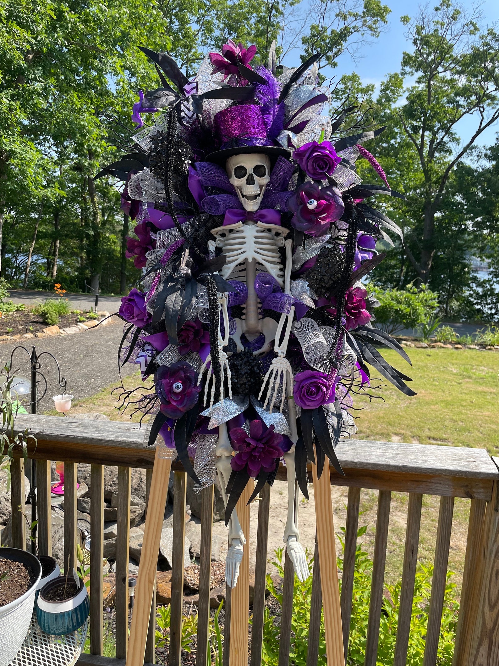 XL Skeleton Wreath/swag, Purple and Black Skeleton Wreath, Voodoo ...