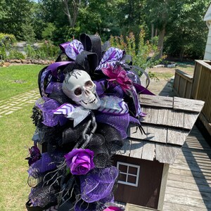 Skull Mailbox Swag, Gothic Mailbox Garland, Purple and Black Skull ...