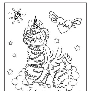 10 Cute Llama Themed Coloring Pages | Etsy