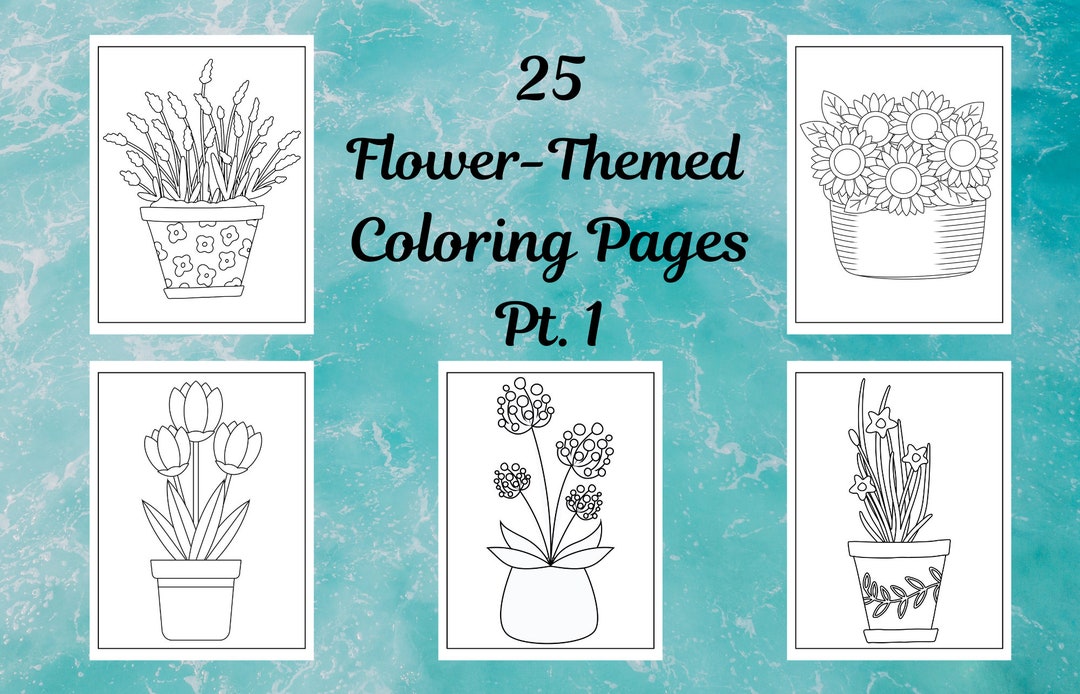 25 Cute Flower-themed Coloring Pages Pt.1 - Etsy