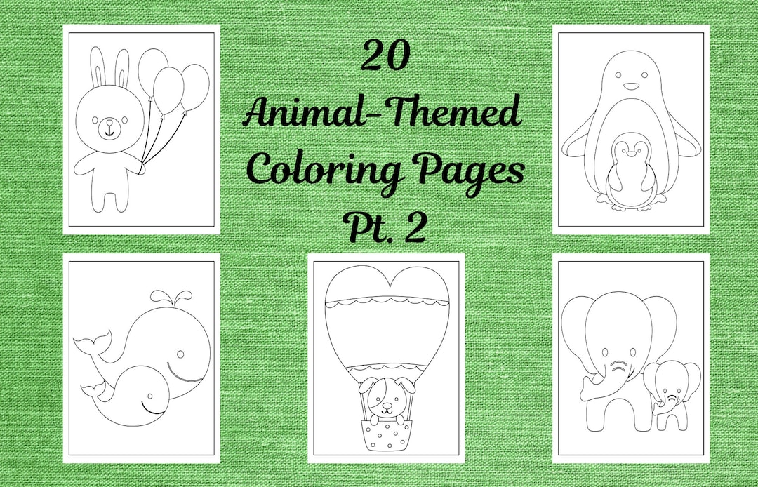 20 Cute Animal-themed Children's Coloring Pages -pt. 2 - Etsy