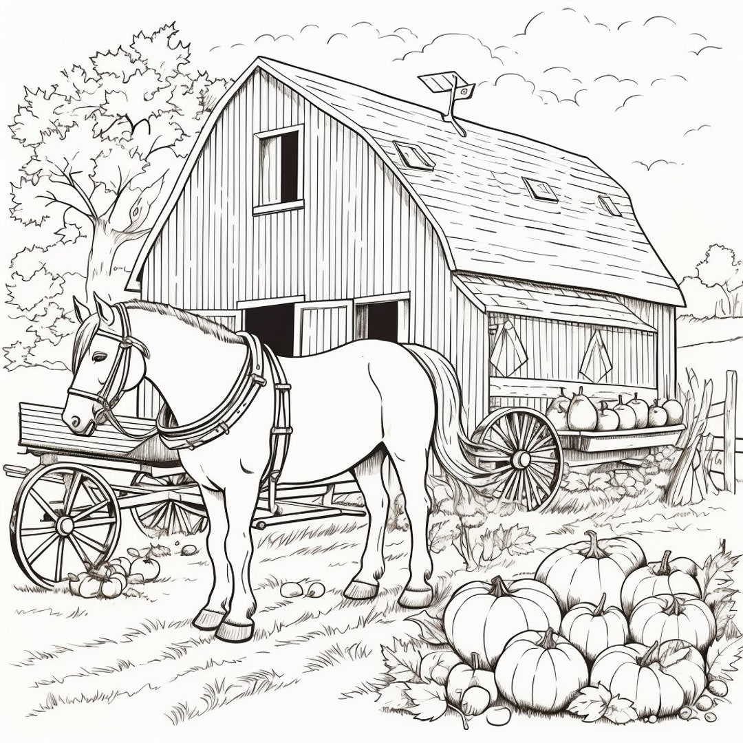 Autumn Coloring Pages Fall - Etsy