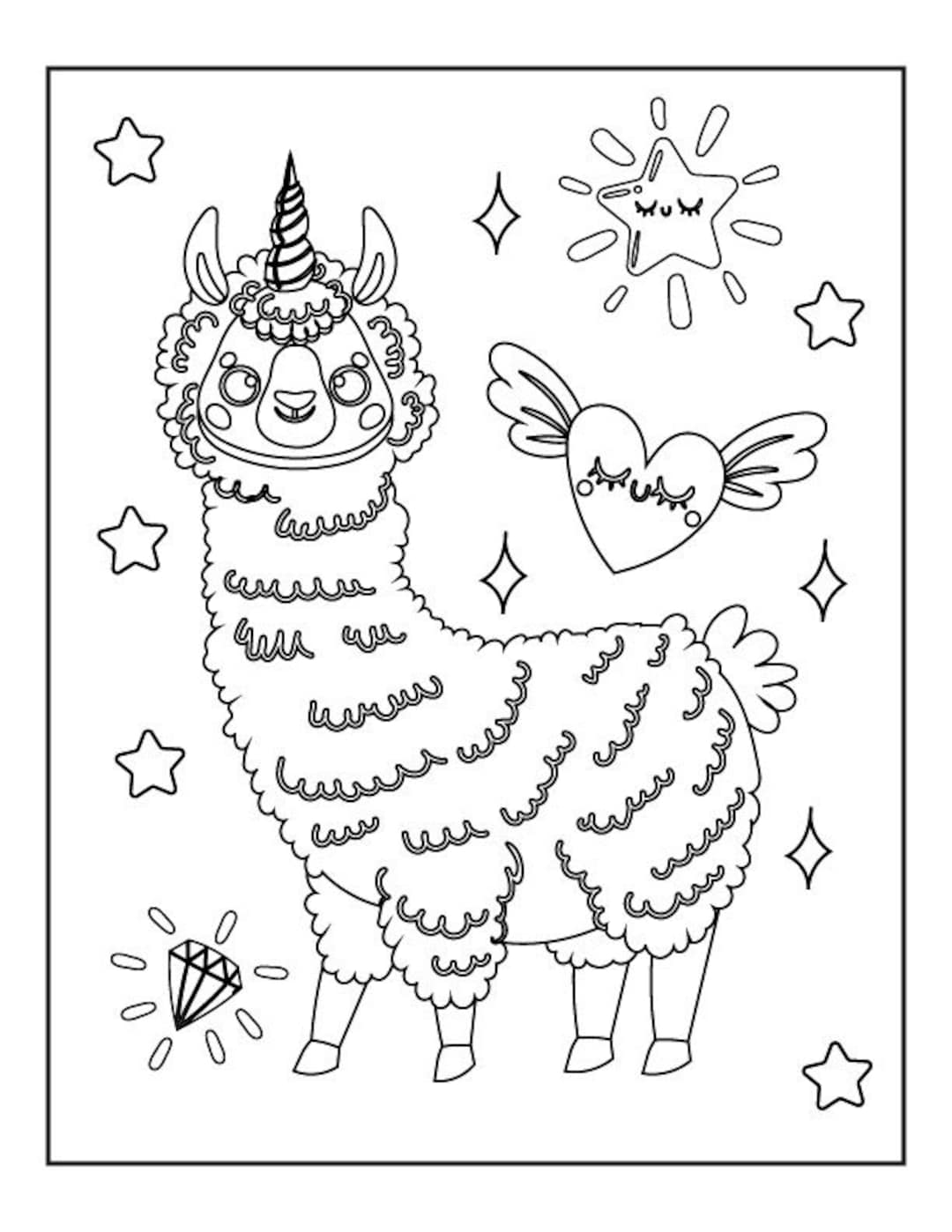 10 Cute Llama Themed Coloring Pages! - Etsy