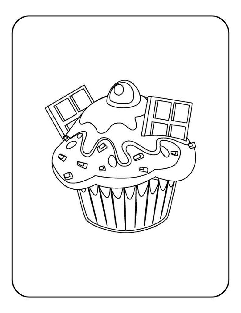 20 Sweet Cupcake Themed Coloring Pages - Etsy
