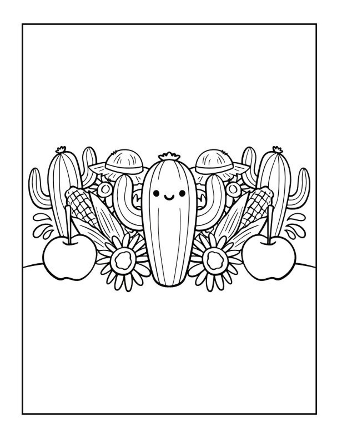 Printable Coloring Pages 50 Cute Cactus Themed - Etsy