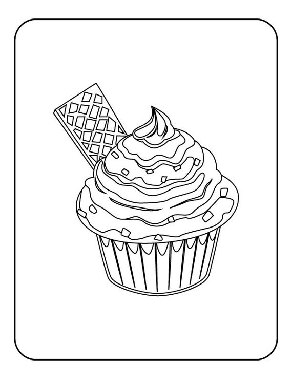 20 Sweet Cupcake Themed Coloring Pages - Etsy