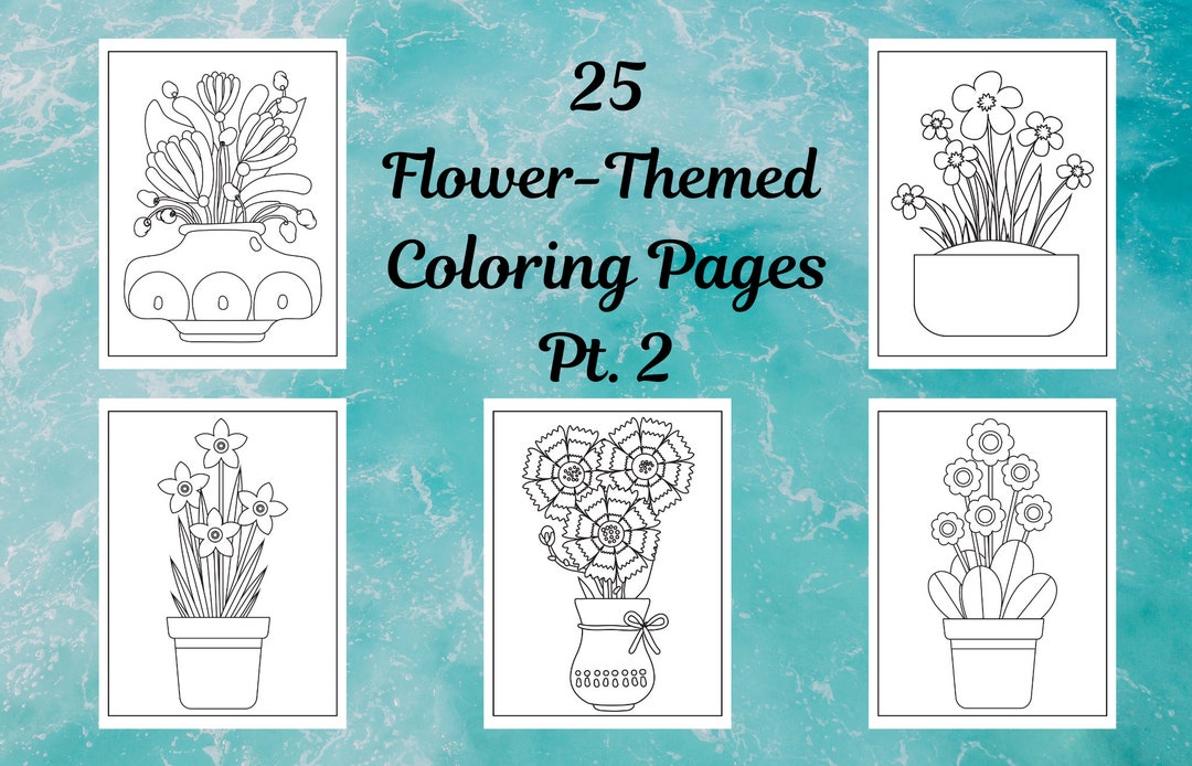 25 Cute Flower-themed Coloring Pages Pt.2 - Etsy