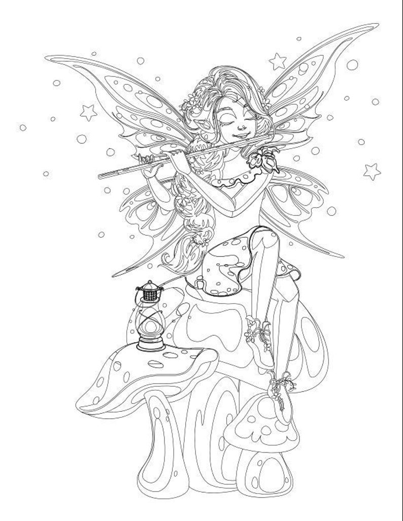 10 Magical Fairy Coloring Pages - Etsy