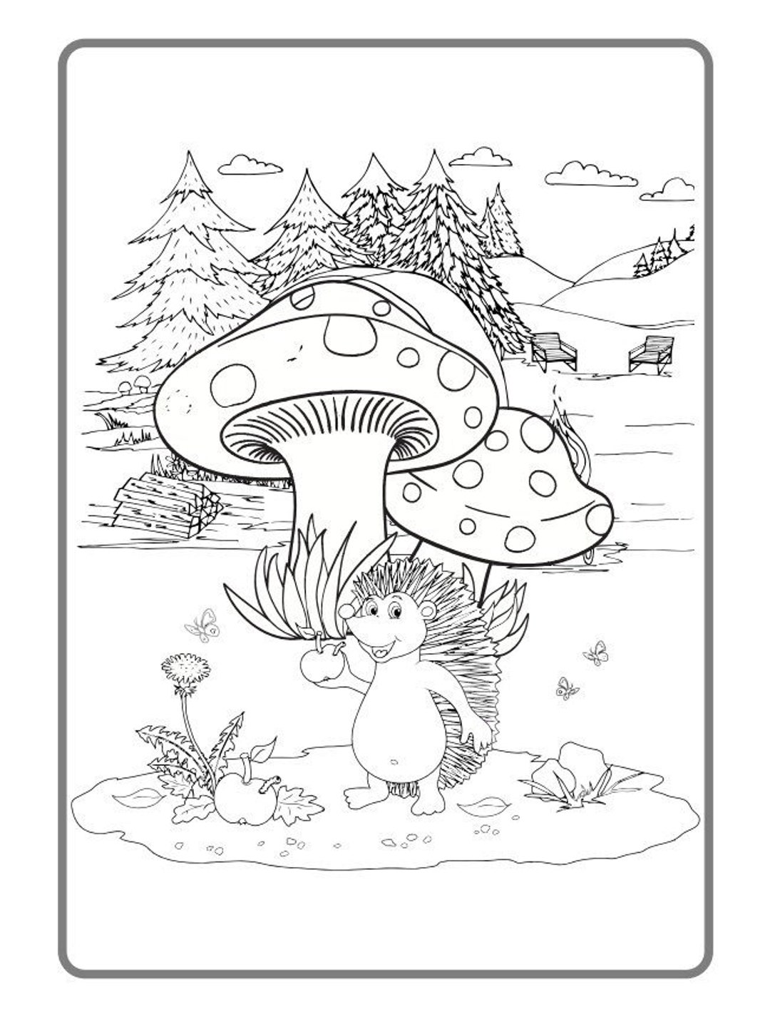 20 Cute Hedgehog Coloring Pages - Etsy