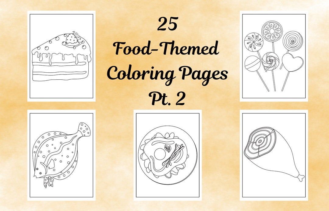 25 Food-themed Coloring Pages Pt.2 - Etsy