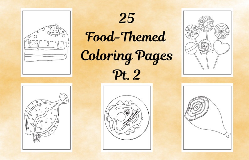 25 Food-themed Coloring Pages Pt.2 - Etsy