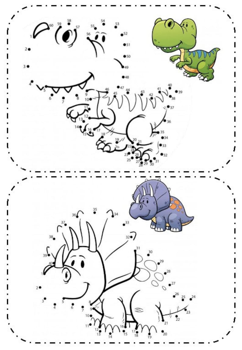 20 Dinosaur Themed Coloring Pages and Puzzles - Etsy