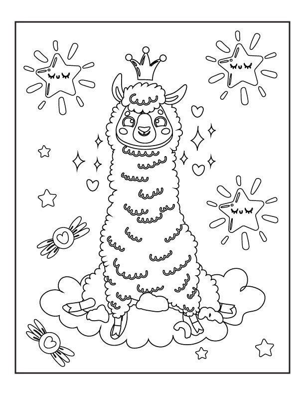 10 Cute Llama Themed Coloring Pages! - Etsy