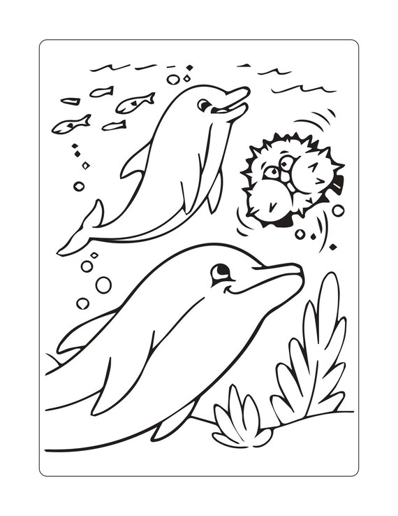 15 Dolphin and Sea Creatures Themed Coloring Pages for Kids - Etsy