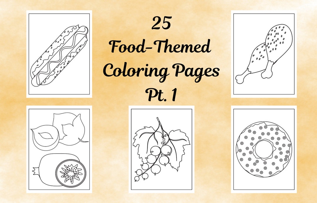 25 Food-themed Coloring Pages Pt.1 - Etsy