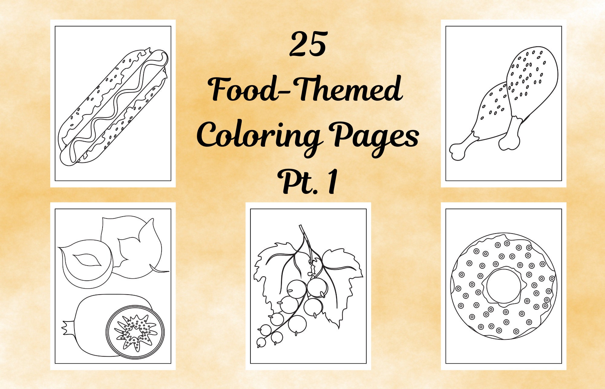 25 Food-themed Coloring Pages Pt.1 - Etsy
