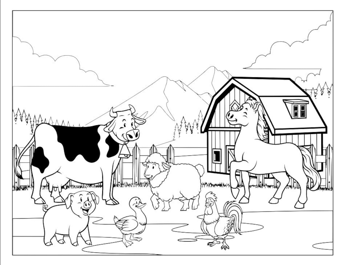 20 Farm Animal Themed Coloring Pages - Etsy Canada