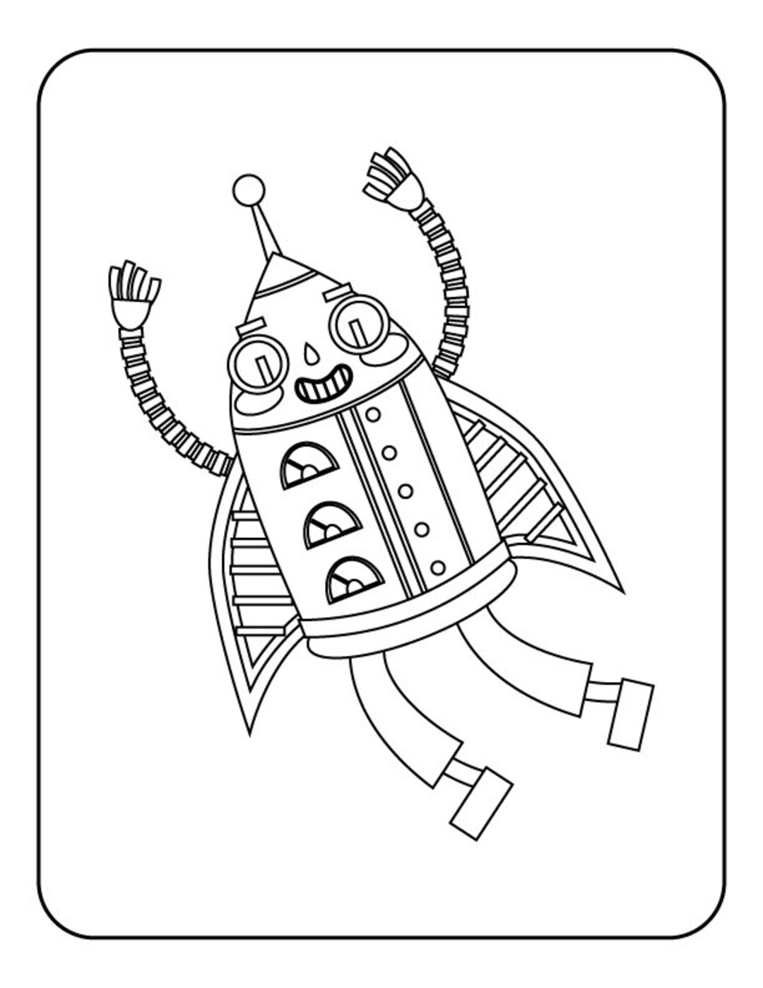 20 Fun Robot Themed Coloring Pages - Etsy