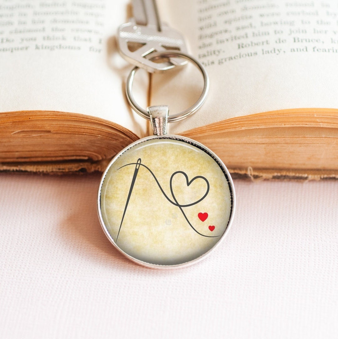 Sewing Key Ring - Needle and Thread Key Ring - Sewing Lovers Key Ring ...