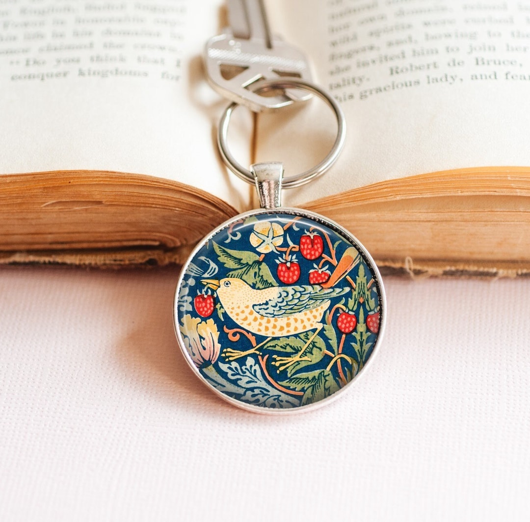 Strawberry Thief Key Ring - William Morris Key Ring - Strawberry Thief ...