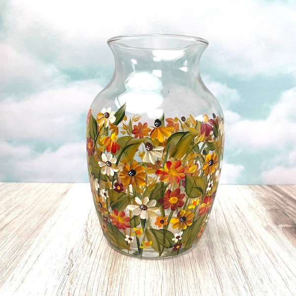 Painted Glass Vase for Fall - Etsy