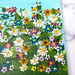 Square Canvas. Original Wall Art.wildflower Floral Art. Faith Hope Love ...