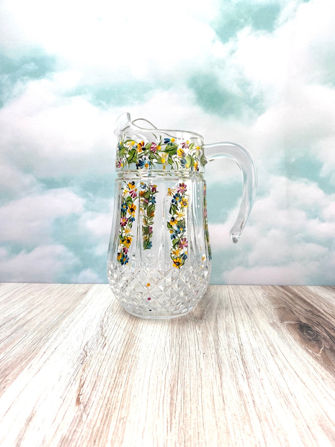 Pitcher. Hand Painted Pitcher. Garden Art Jug. Water Table - Etsy