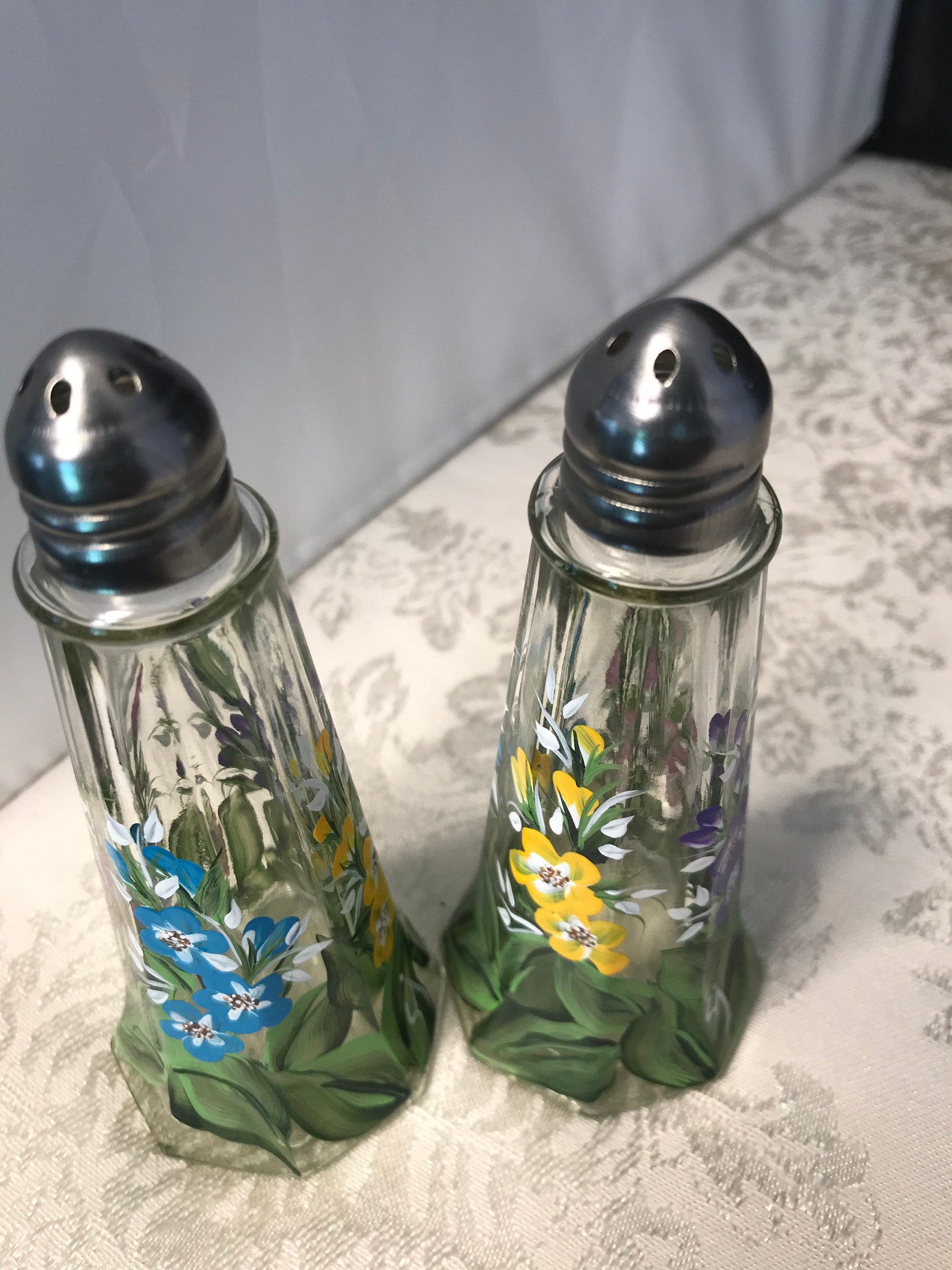 Hand Painted Salt and Pepper Shakers With Elegant Colorful - Etsy