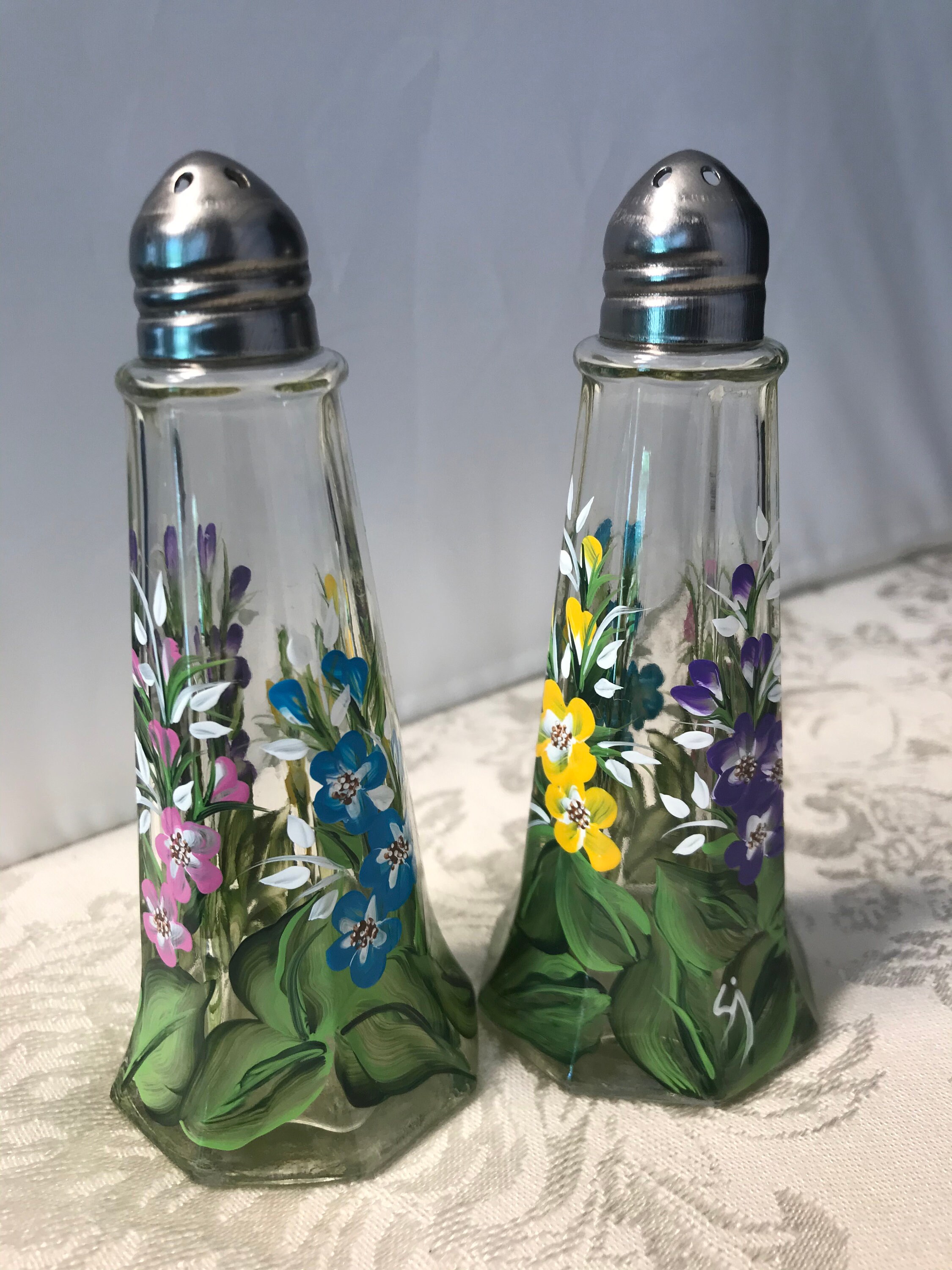 Hand Painted Salt and Pepper Shakers With Elegant Colorful - Etsy