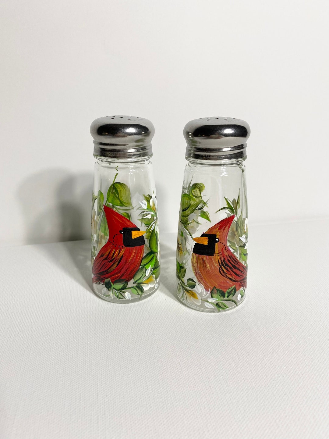Hand Painted Cardinal Shakers. Male and Female Cardinal Salt and Pepper ...