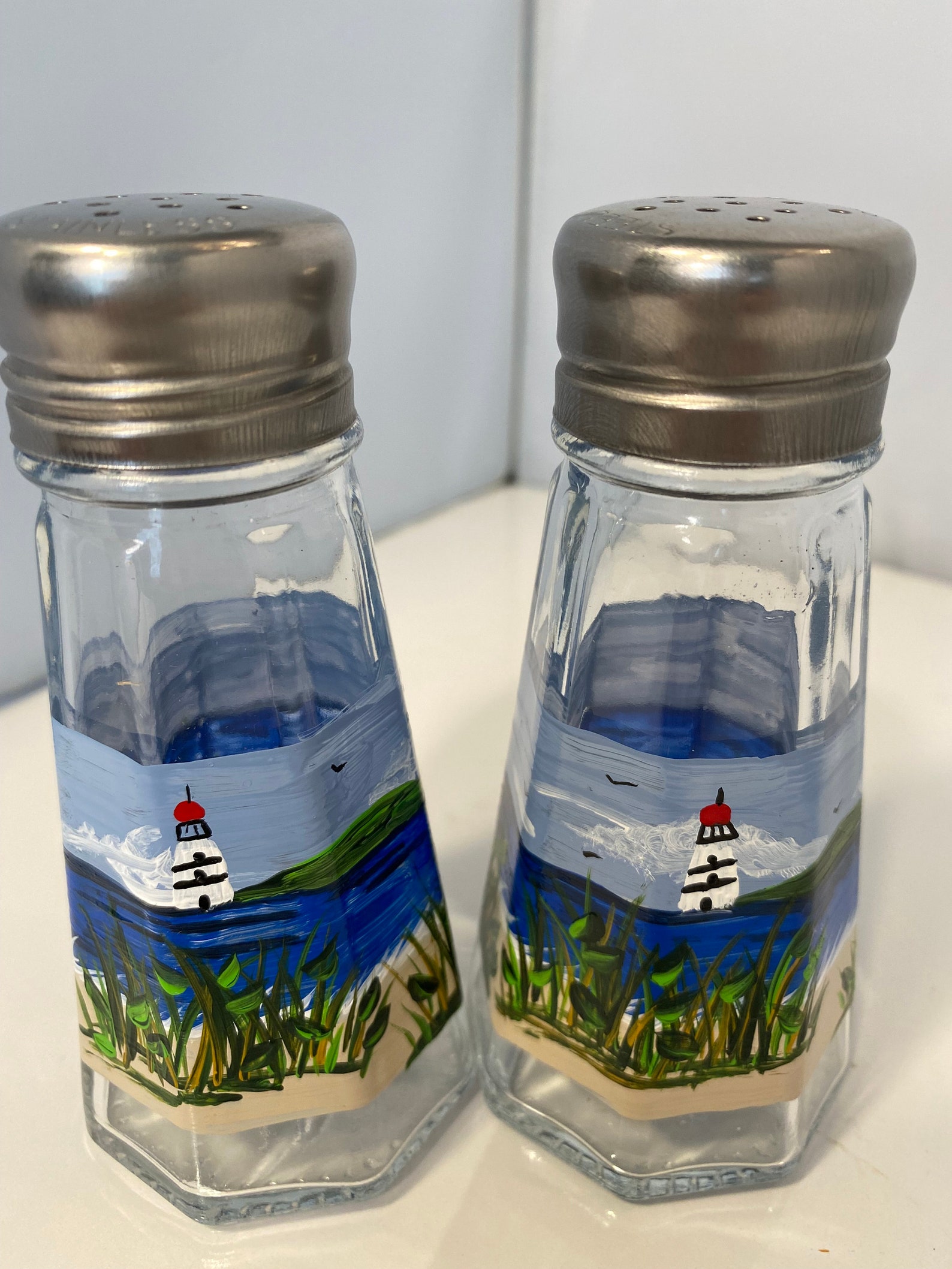 Salt and Pepper Shakers. Beach Decor Shakers. Lighthouse Salt | Etsy