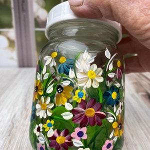 Jar. Covered Jar. Hand Painted Drinking Glass With Cover. Wildflower ...