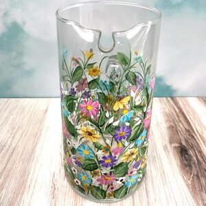 Pitcher- Large Glass Pitcher/ Wildflower Garden Jug- Table Decor/dining ...
