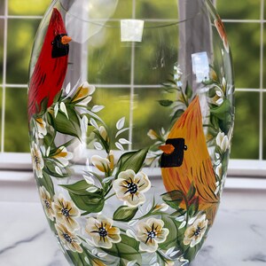 Vase for Flowers. Cardinal Art on Vase. Painted Garden Art - Etsy