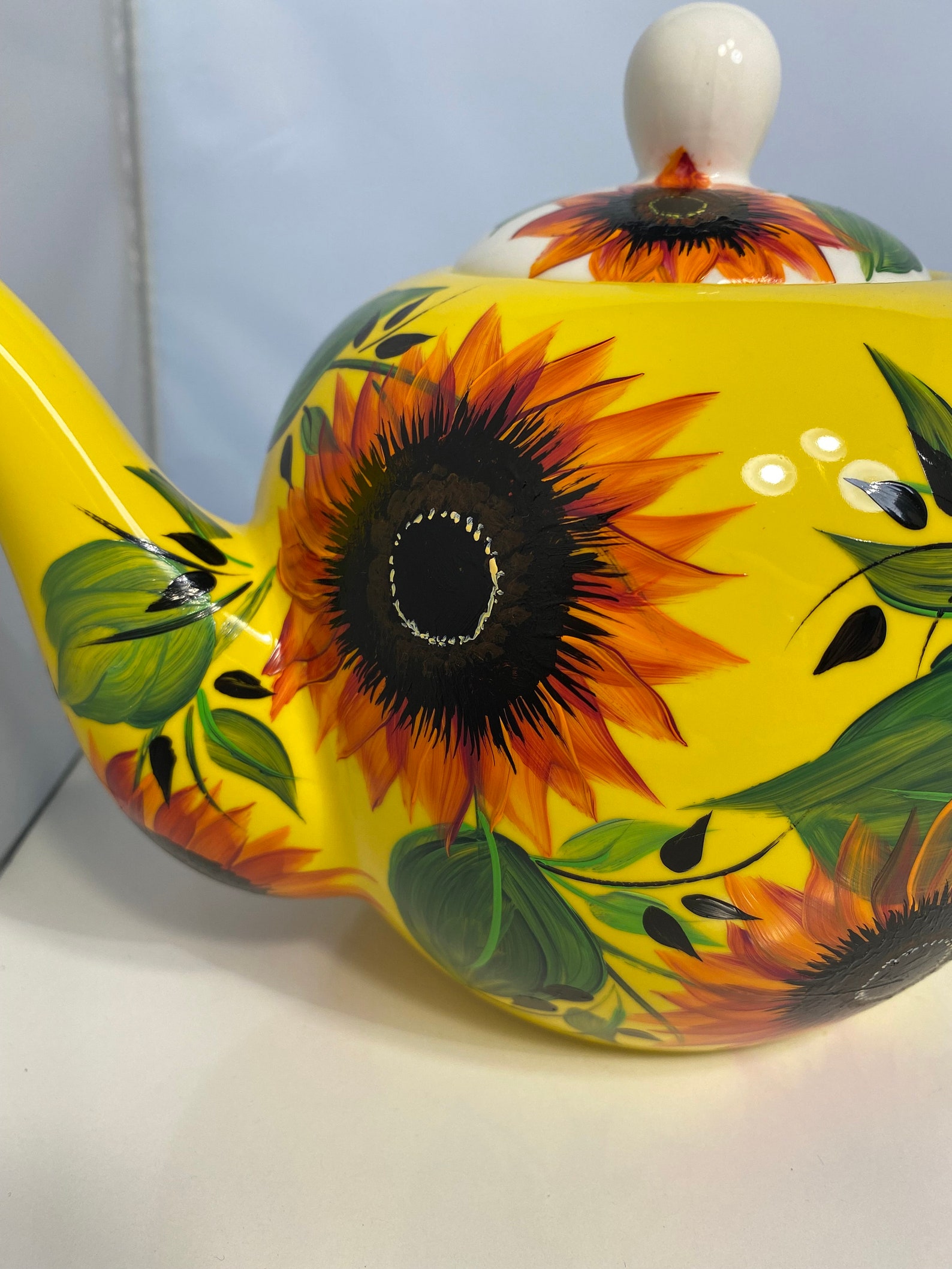 Yellow Teapot. Painted Sunflower Teapot. Fall Teapot. 6 Cup | Etsy