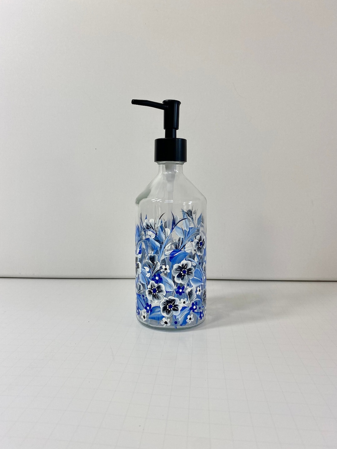 Soap Dispenser. Glass Soap Container. HAND PAINTED/HANDMADE Holder for ...