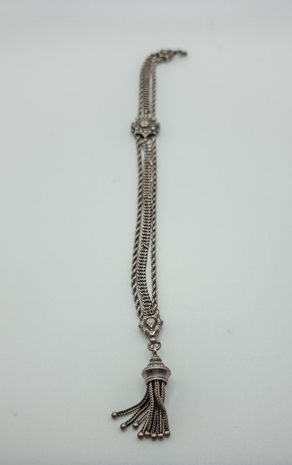 Antique Victorian Albertina Chain with Engraved Centr… - Gem