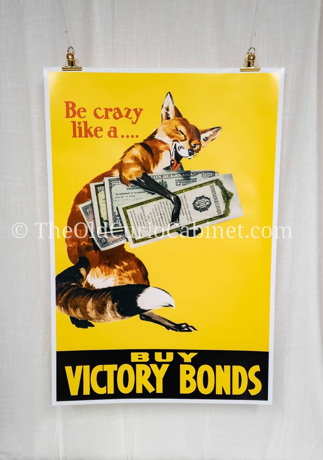 Be Crazy Like A Fox VICTORY BOND WW2 Fundraising Poster – WWII 1940s ...