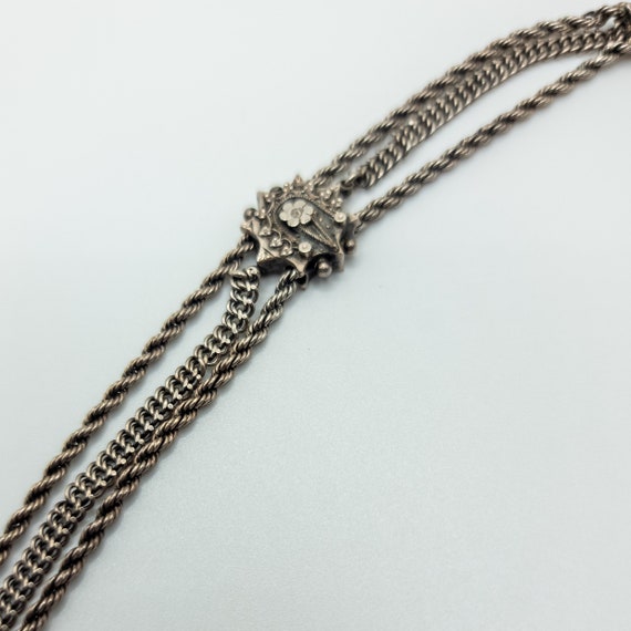 Antique Victorian Albertina Chain with Engraved Centr… - Gem