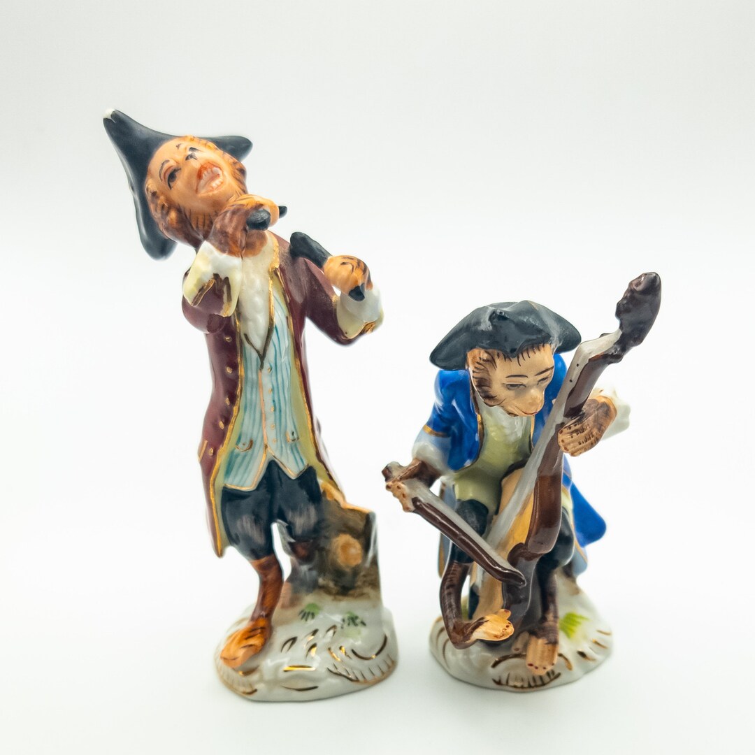 Pair Antique German Monkey Band Figurines Voigt Bros Sitzendorf - Etsy