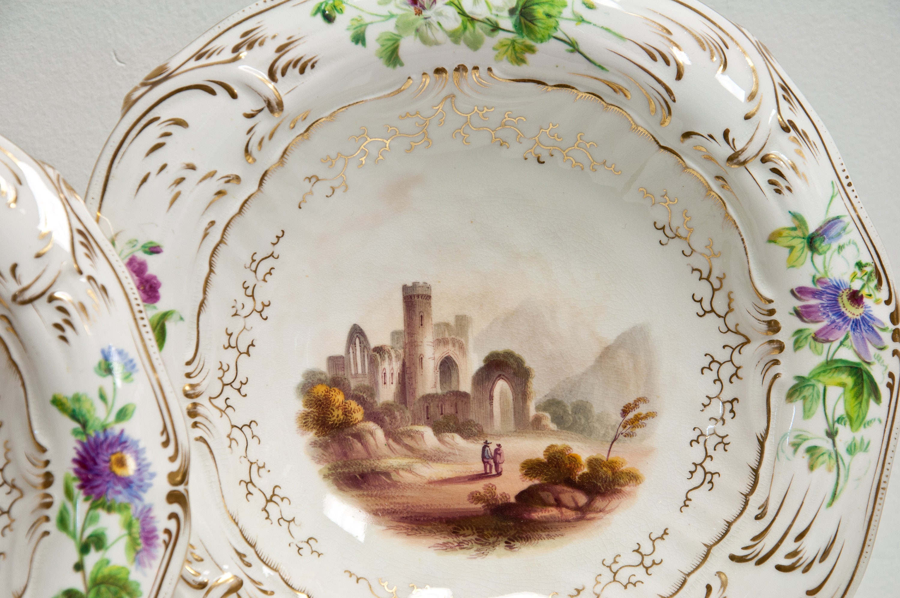 Pair of 19th Century Footed Plates With Landscape Paintings – Castle ...