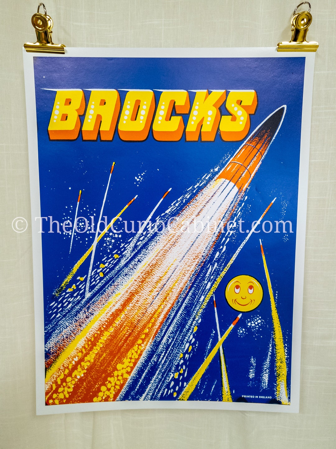 Brock Fireworks Poster – Smiling Moon - Digitally Restored – Yellow ...