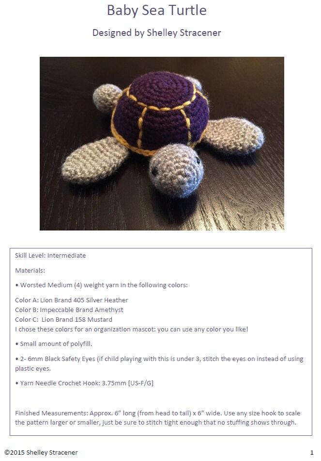 Baby Sea Turtle Crochet Pattern - Etsy