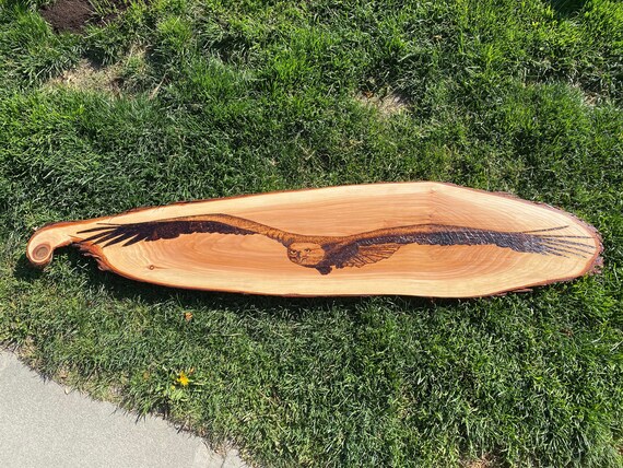 Hand Crafted Wood Burning Eagle With Live Edge Bark | Etsy