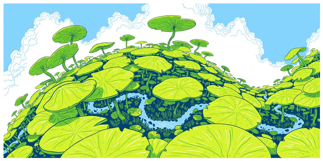 Lily Pad Art Print | Screen Print of a Forest of Lily Pads | Forest Art ...