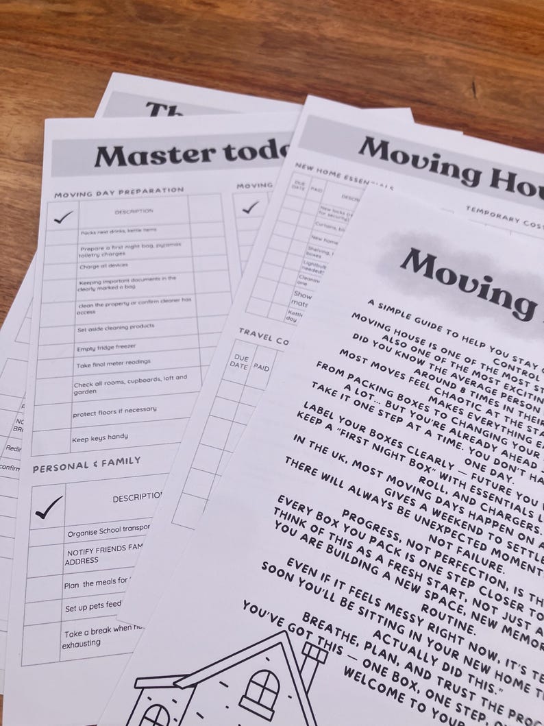 Moving House Checklist UK | Printable Relocation Guide | Home Move ...