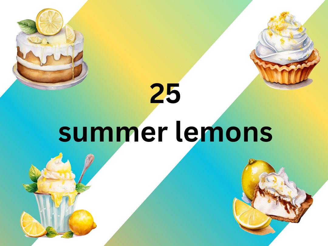 25 Clipart Summer Lemons, 300dpi, Transparent Pngs, Commercial Use ...