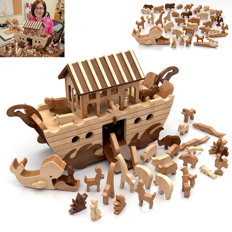 Classic Noah's Ark + Bonus Jonah's Whale Wood Toy Plans & Patterns (PDF ...