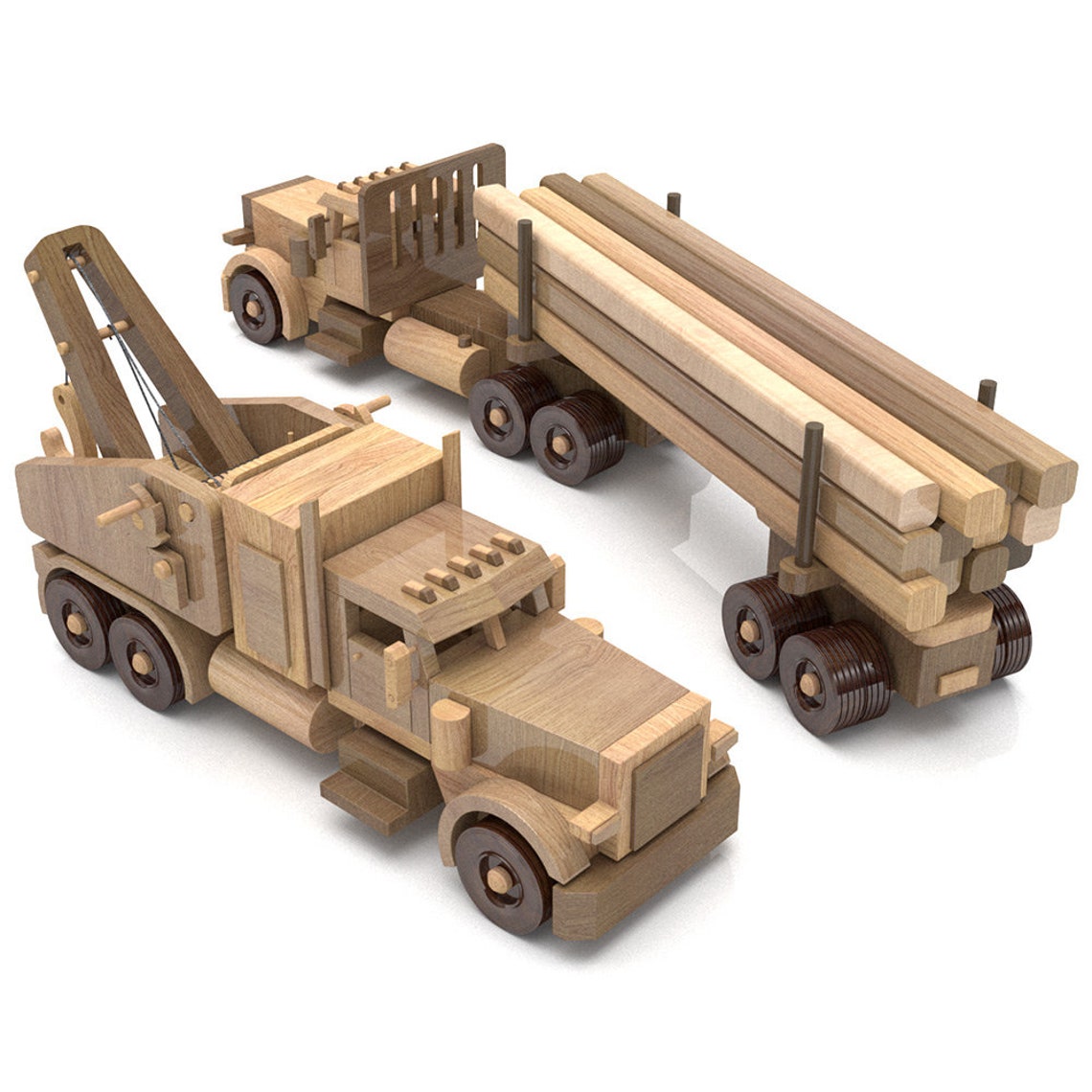 Peterbilt 389 Pro Logging and Tow Trucks Wood Toy Plans & Patterns (2 ...